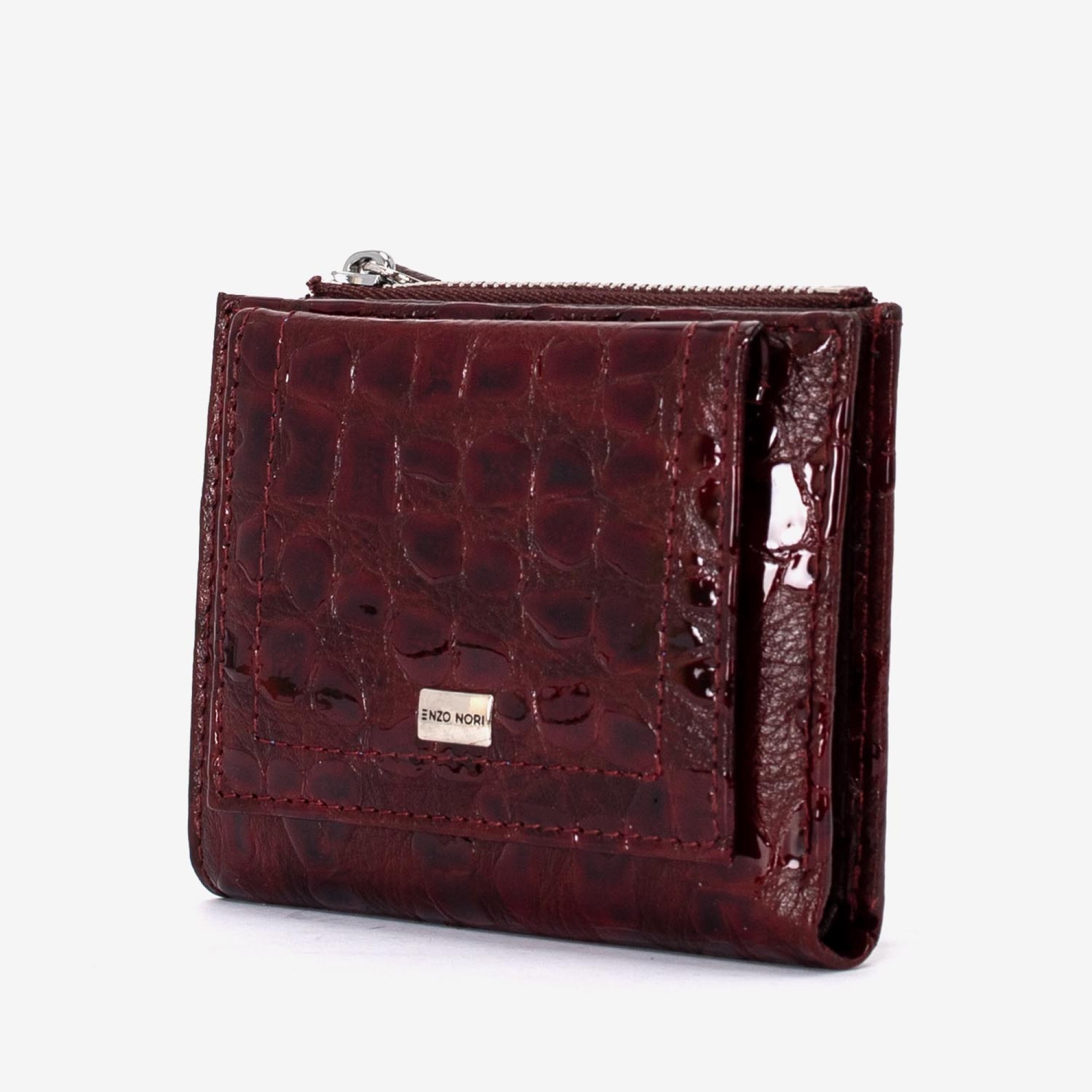 Portofel dama ENZO NORI model TESSY din piele naturala burgundy laser ...